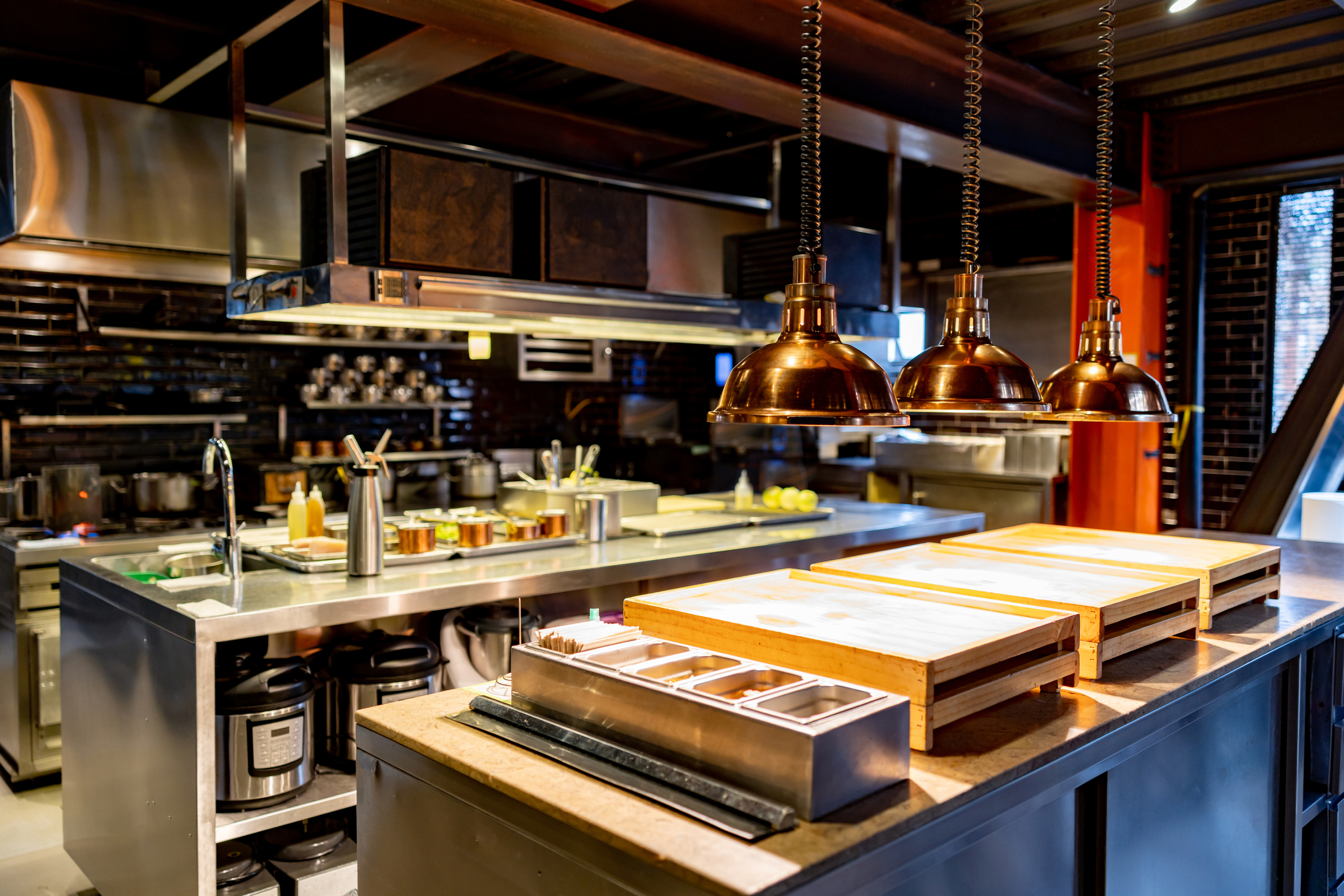 Beautiful commercial kitchen at a restaurant | Flue Steam